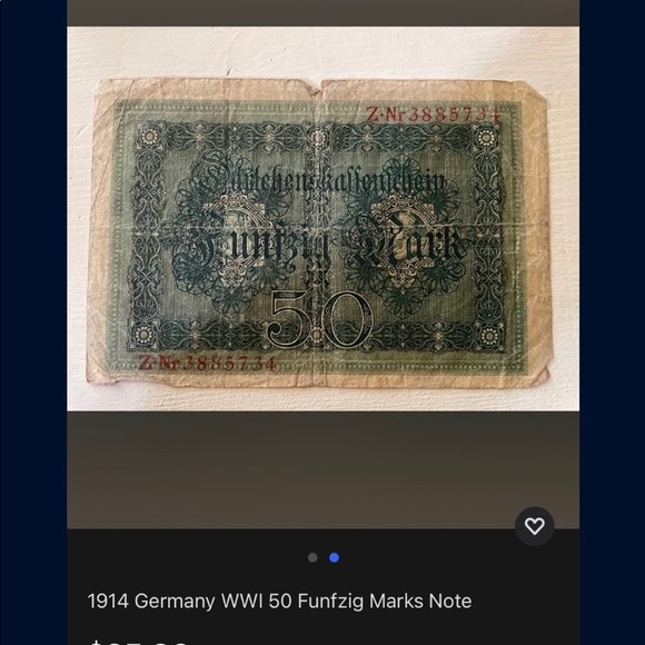 Other | Rare Ww1 German 5 Marks Bank Note | Poshmark